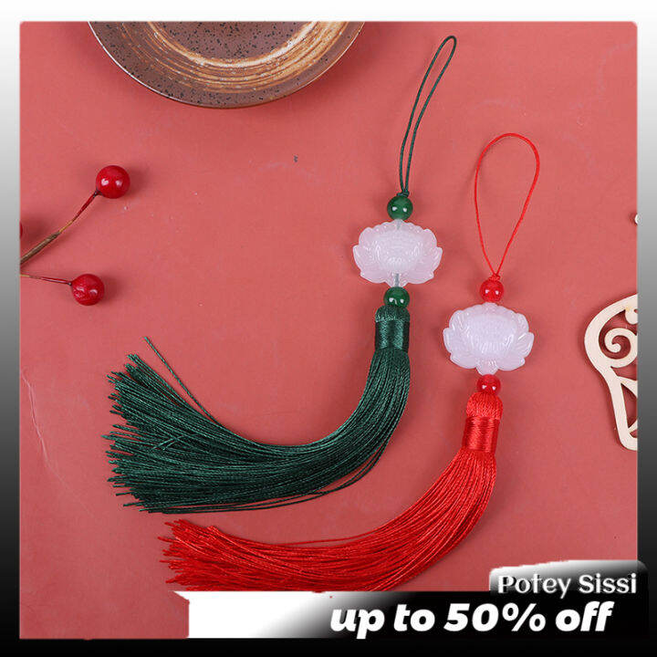 Potey พู่ห้อยหยกสีขาวแบบย้อนยุคของจีนเครื่องประดับพู่สิ่งประดิษฐ์จาก ...