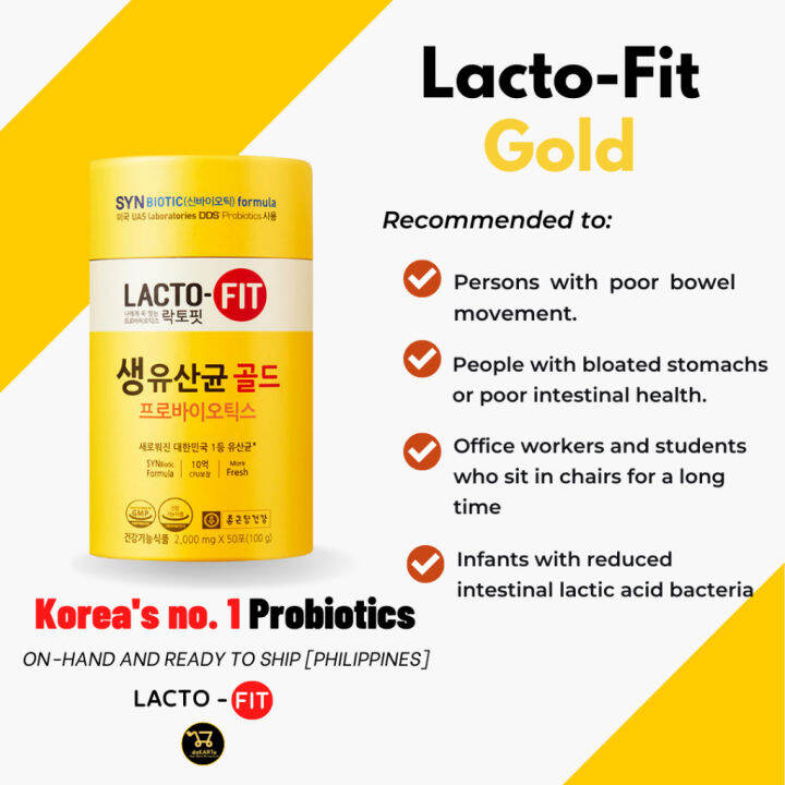 Korean Lacto Fit Gold Probiotics Supplement Powder for Adult Kids (50 ...