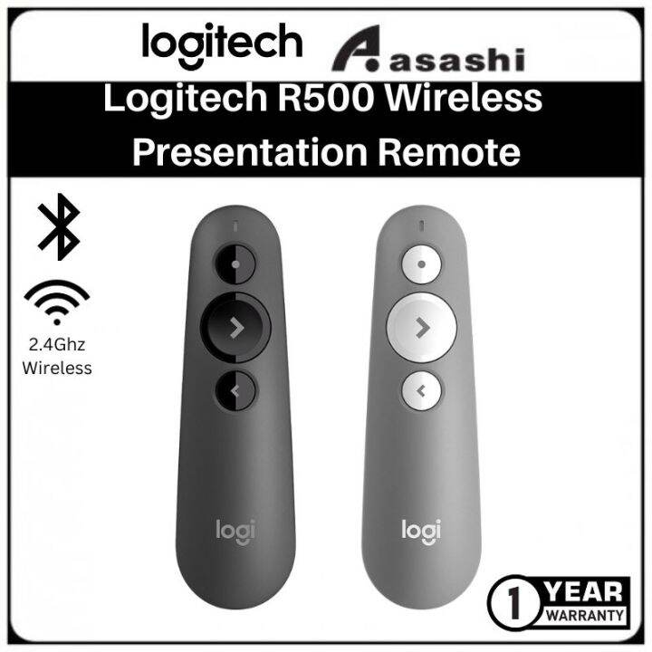 Logitech R500 Wireless Presentation Remote, 2.4 GHz and Bluetooth, USB ...