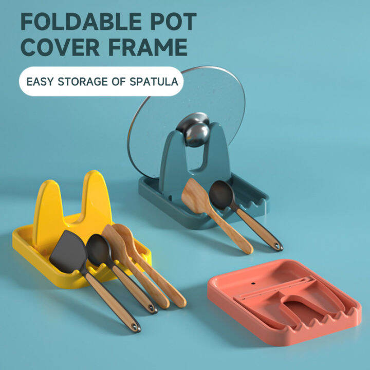 Kitchen Pot Lid Holder plastic Spoon Rest with Drip Pads Kitchen ...