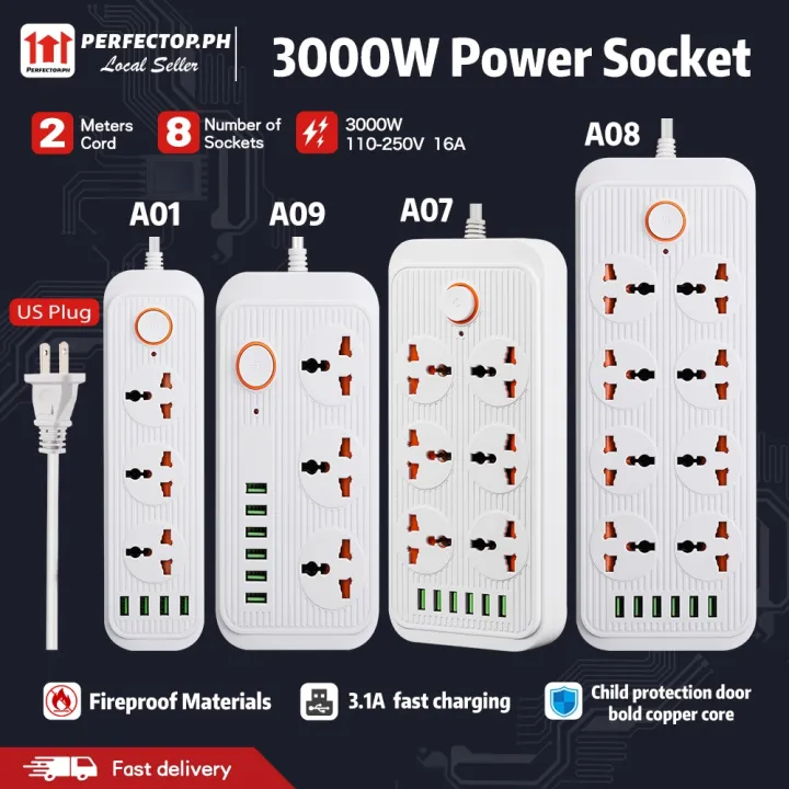 [buy 1 take 1 gift] 3000W Power Socket With USB FastCharging Power ...