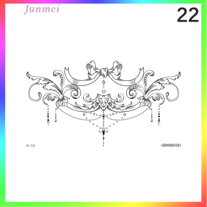 JUNMEI Waterproof Temporary Tattoo Sticker Chest Underboob Flower Body Art Arm Fake Tatoo Women ...