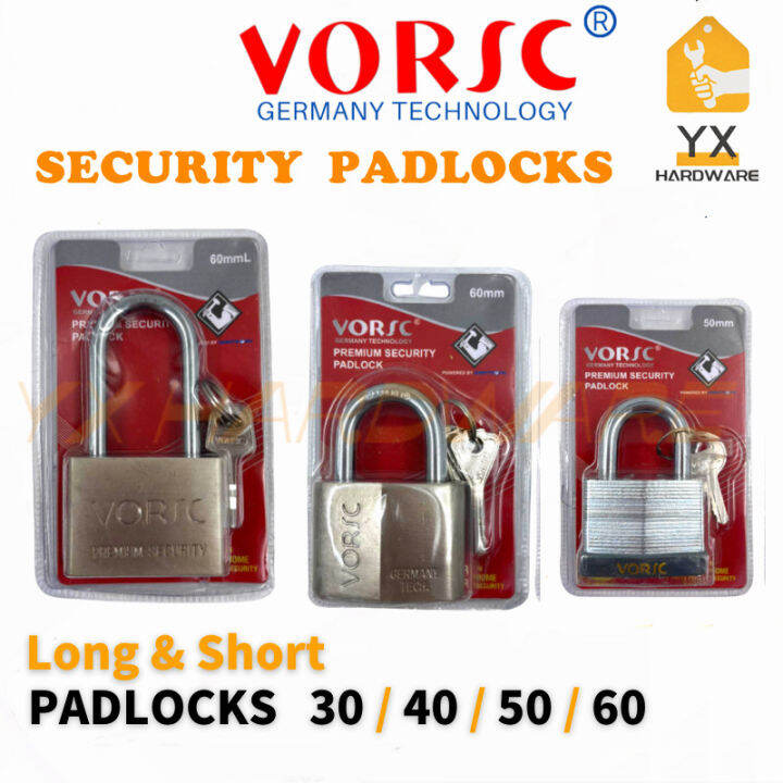 VORSC Stainless Padlocks With Key Long / Short Gate Door Security ...
