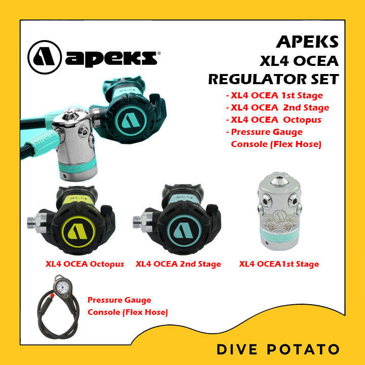 Apeks XL4 OCEA (Mint) Regulator Set (1st+2nd + Octopus and SPG Flex Hose) | Lazada.co.th
