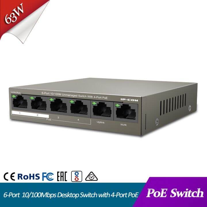 Poe Switch 6 Port Desktop Fast Ethernet Switch With 4 Port Poe Lan ...