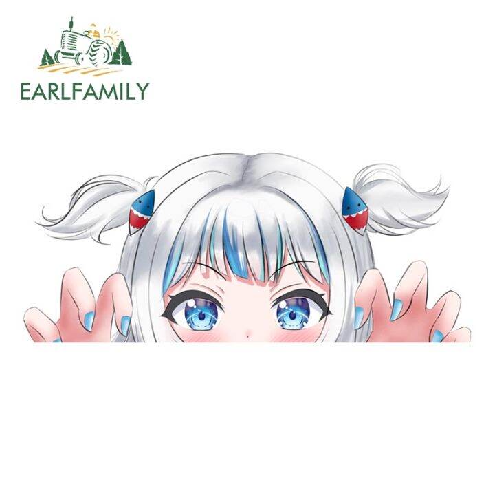 EARLFAMILY 13cm Gawr Gura Hololive Peeker Car Stickers Waterproof Vinyl ...