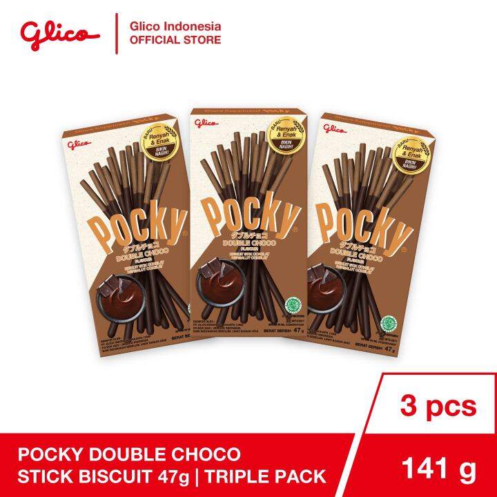 Glico Pocky Double Choco Stick Biscuit 47g Triple Pack | Lazada Indonesia