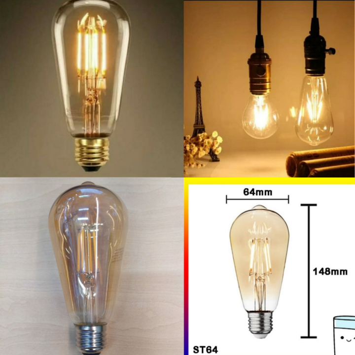 Lampu Led Filamen 4 Watt Lampu Edison 4watt Lampu Cafe 4w ST64 ...