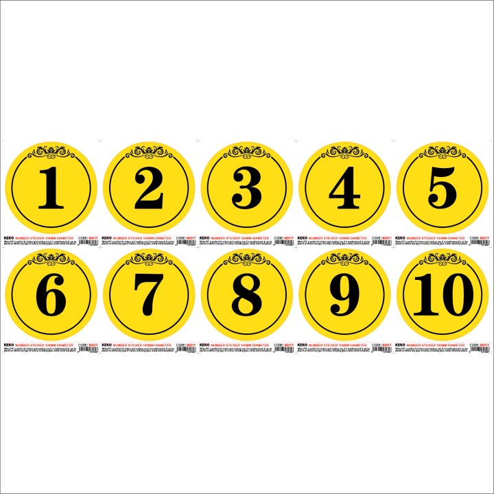 NUMBER 1 TO 1000 SIGN STICKER WITH MATTE LAMINATED 100MM DIAMETER (WE ...