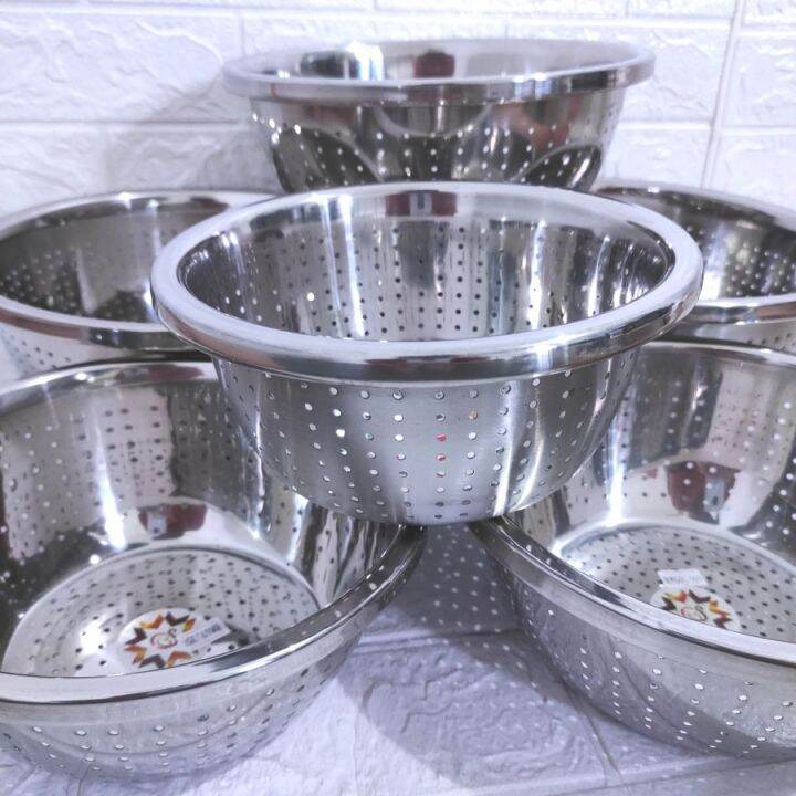 Baskom Bolong Lubang Bakul Stainless Saringan Baskom Tirisan Sayur ...