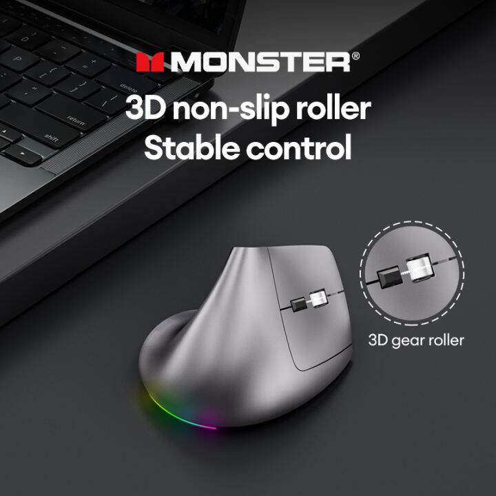 Monster M2 2.4G Wireless Bluetooth Mouse Ergonomic Vertical Mouse Mute ...