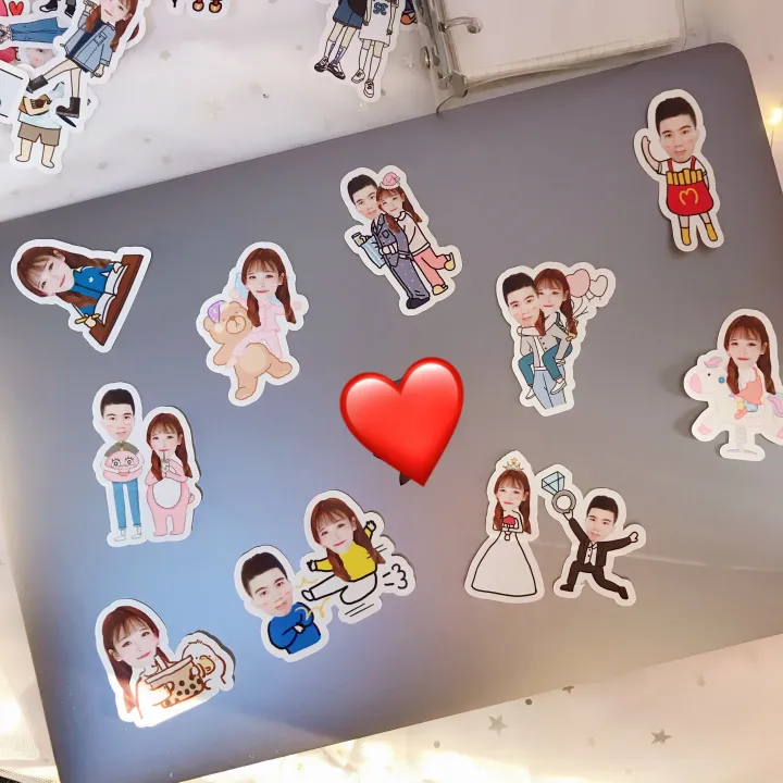 Custom stickers couple stickers Le Xiaohong book with hand-written book ...