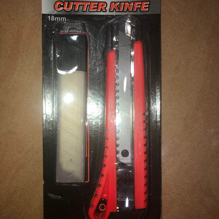UTILITY CUTTER KNIFE WIDER BLADE WITH AUTO LOCK 18MM BLADE S28 + EXTRA BLADES | Lazada