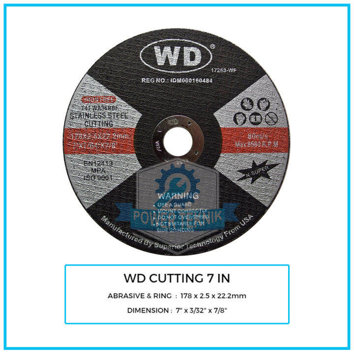 WD Cutting Wheel 7 Inch Batu Gerinda Potong Besi 7" X 2.5mm / Mata ...