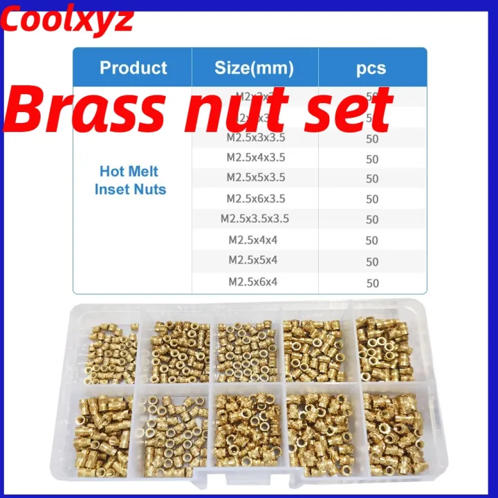 Factory seller sells Brass Hot Melt Inset Nuts Assortment Kit Thread Copper Knurled Threaded ...