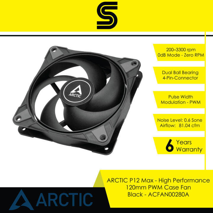 ARCTIC P12 Max - High Performance 120mm PWM Case Fan - Black ...