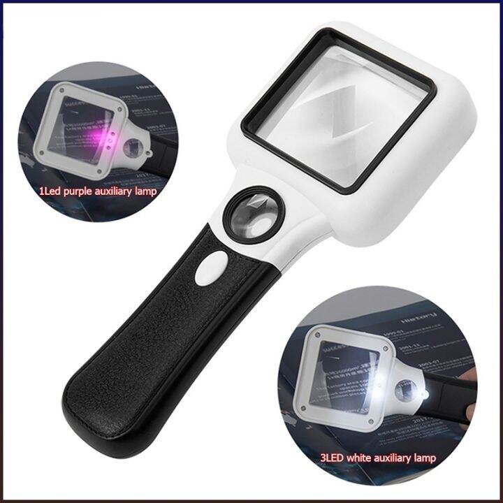 5x45x Handheld Illuminated Magnifier with LED Light UV Lamp Magnifying ...
