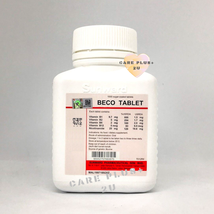 [ENERGY BOOSTER:VITAMIN B COMPLEX] Sunward Beco Tablet (1000's/bot ...