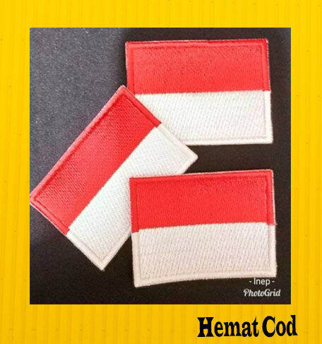 Bayar di tempat ISI 100 Bordir Merah Putih Patch Emblem Bet Bendera ...