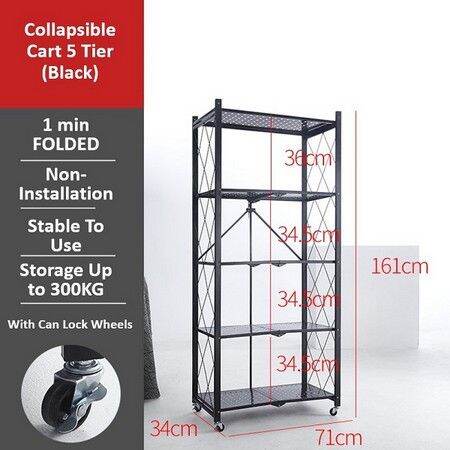 𝓗𝓑 5 Tiers Foldable Snless Steel Oven Rack Foldable Kitchen Rack Home ...