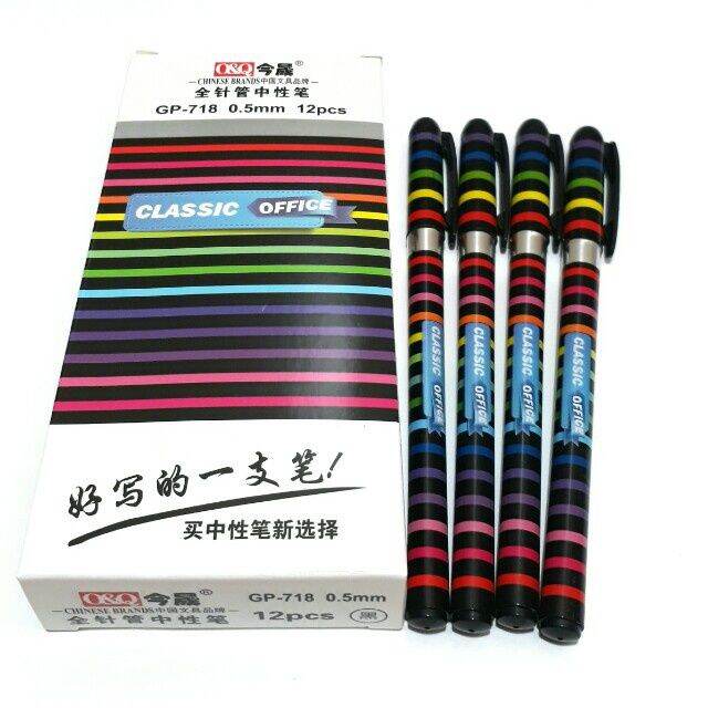 GP-718 GEL PEN 0.5MM 12 PIECES BLACK CLASSIC OFFICE | Lazada PH