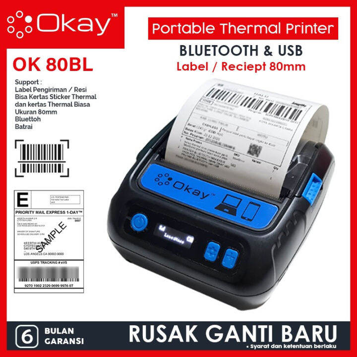 Printer Resi Label Pengiriman / reciept Printer thermal Okay OK 80BL OK ...