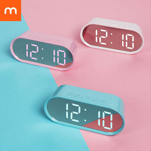 mooas Pop Mirror LED Clock, Alarm and snooze, 12/24H mode, Temperature ...