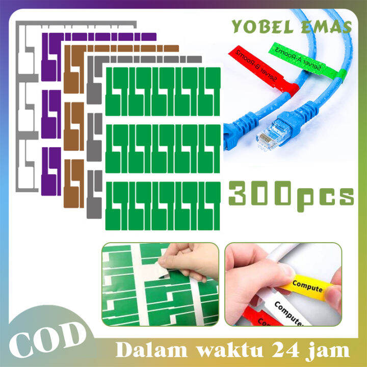 300pcs / 10 Lembar Label Sticker Thermal Penanda Kabel Stiker Label ...