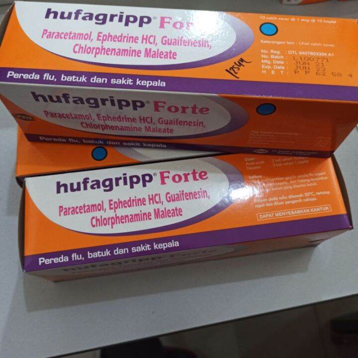Hufagrip Forte Tablet Batuk Pilek Flu Demam Pusing per box (100 Tablet ...