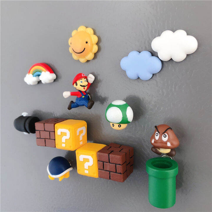 10pcs 3D Super Mario Bros Fridge Magnets Refrigerator Magnet Message ...