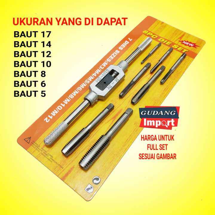 HAND TAP HANDTAP HANDTAB HAND TAB SENAI DERAT DRAT FULL SET M3 M4 M5 M6 ...