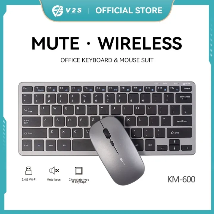 V2S KM600 11'' Keyboard And Mouse Gaming Wireless Keyboard Ultra-Thin Keyboard And Mouse Set ...