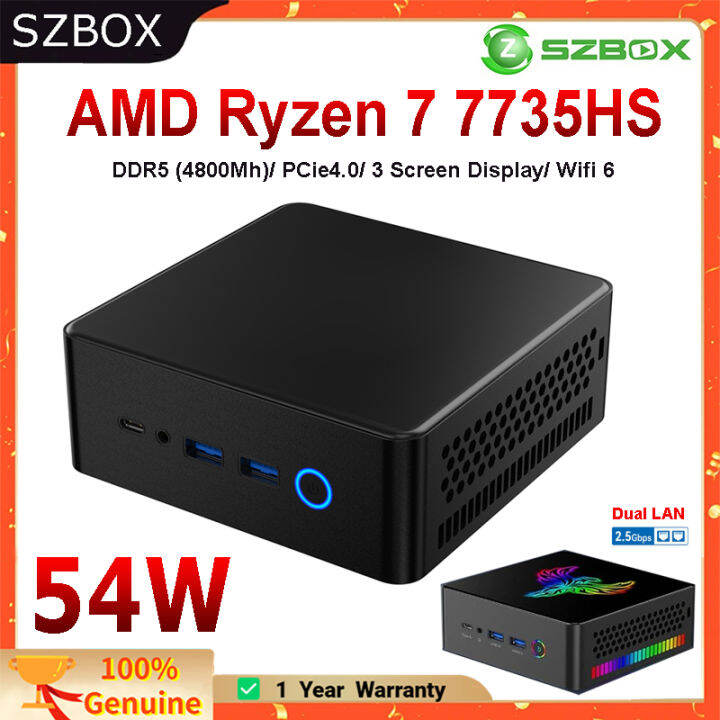 SZBOX AMD Ryzen 7 7735HS MINI PC Windows 11 Pro DDR5 16GB 500GB NVME ...