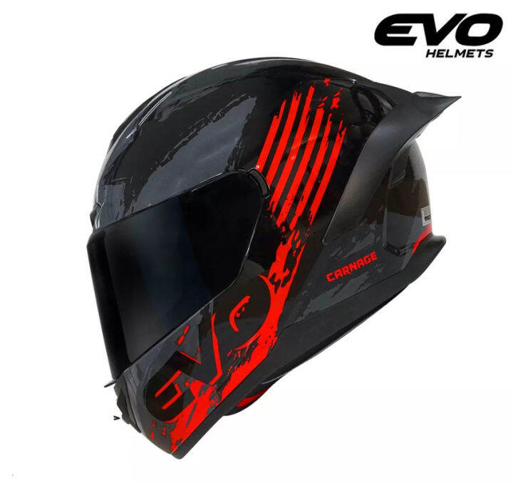 EVO XR-03 Carnage Full Face Single Visor Helmet with Smoke and Clear ...
