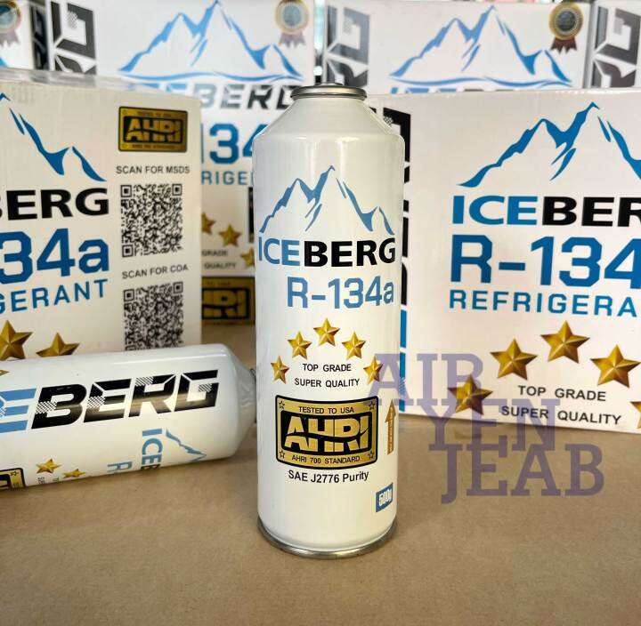 น้ำยาแอร์รถยนต์ น้ำยาแอร์ R134a ICEBERG Premium บรรจุกระป๋อง ขนาด 500g. น้ำยาแอร์รถยนต์ R-134a ...