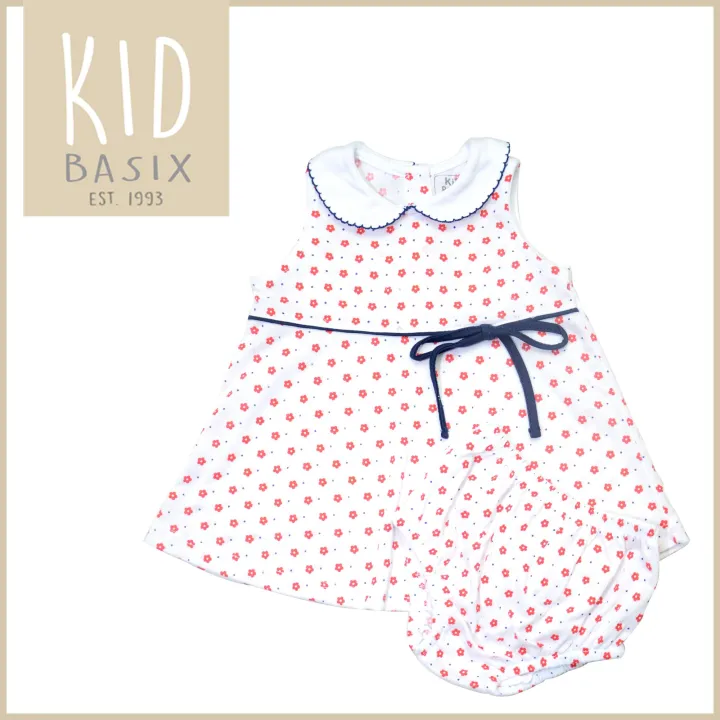 Kid Basix Kids Dress for Girls Set White with Printed Red Flower and ...