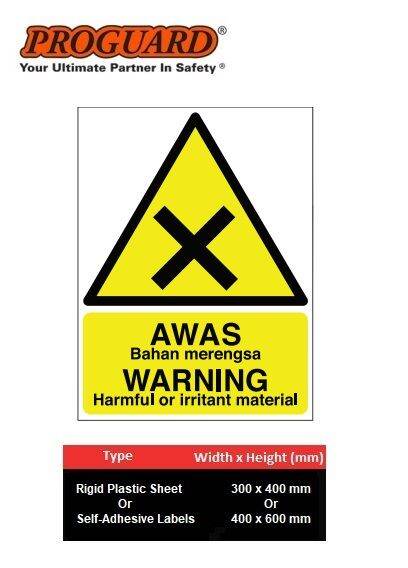 "Harmful of Irritant Material " Safety Warning Sign Indoor Outdoor ...