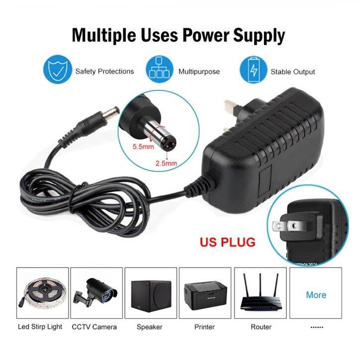 12V 2A Power Supply Adaptor AC 100-240V to DC 12V adapter For CCTV ...