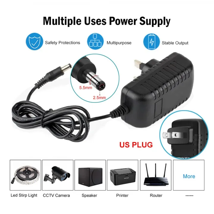 12V Power Supply Adaptor AC 100-240V to DC 12V 2A adapter For CCTV ...