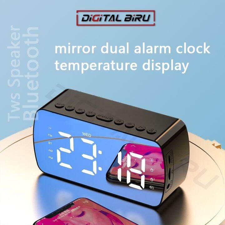 Tampilan LED jam bluetooth speaker jam alarm radio audio kartu rumah ...