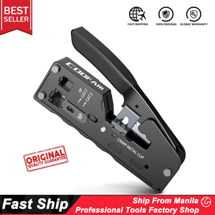 RJ45 RJ11 Pass Through Crimper Tool Crimping Tool for CAT7/CAT6A/CAT6 ...