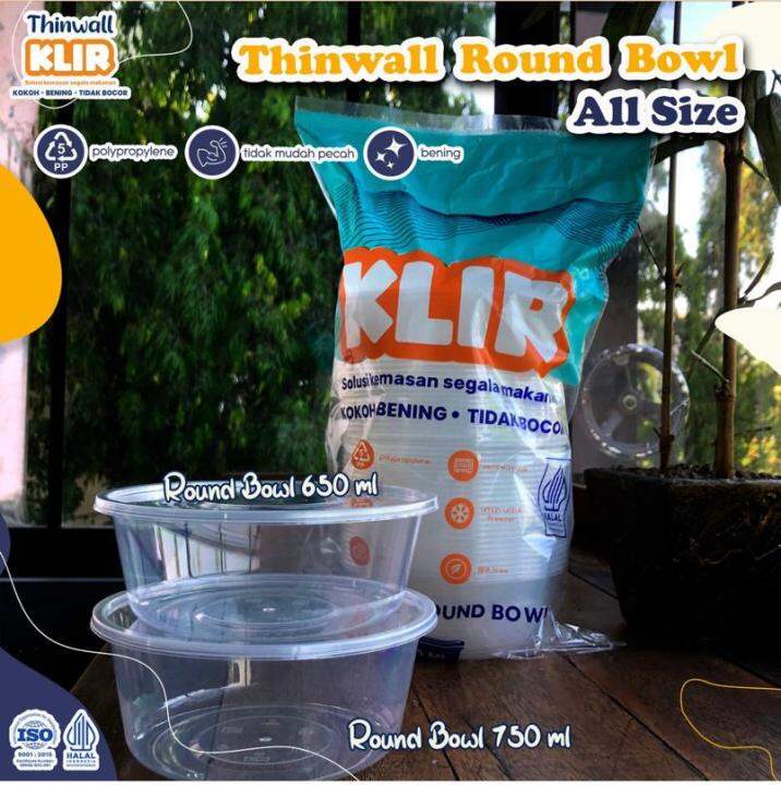 Thinwall round 650ml + tutup / bawah datar / bowl tempat makan plastik ...