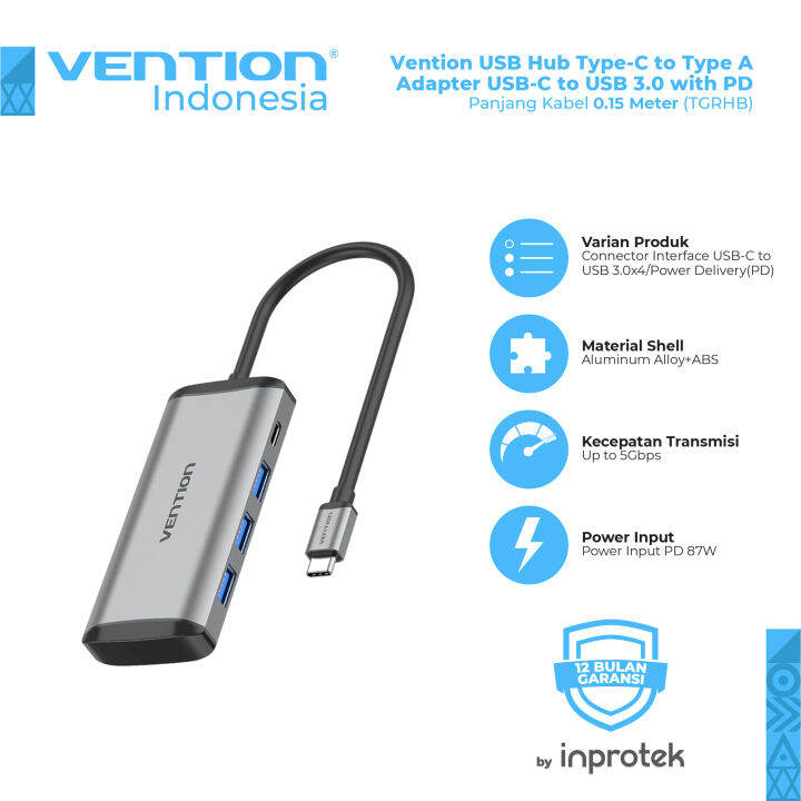 Vention USB Hub Type-C to Type A Adapter USB-C to USB 3.0 with PD ...