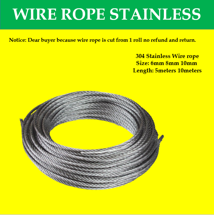 MAGO 2m 5m 10m Dia 1mm-12mm 304 Stainless Steel Wire Rope Cable Clip Silver Marine Cable Wire ...