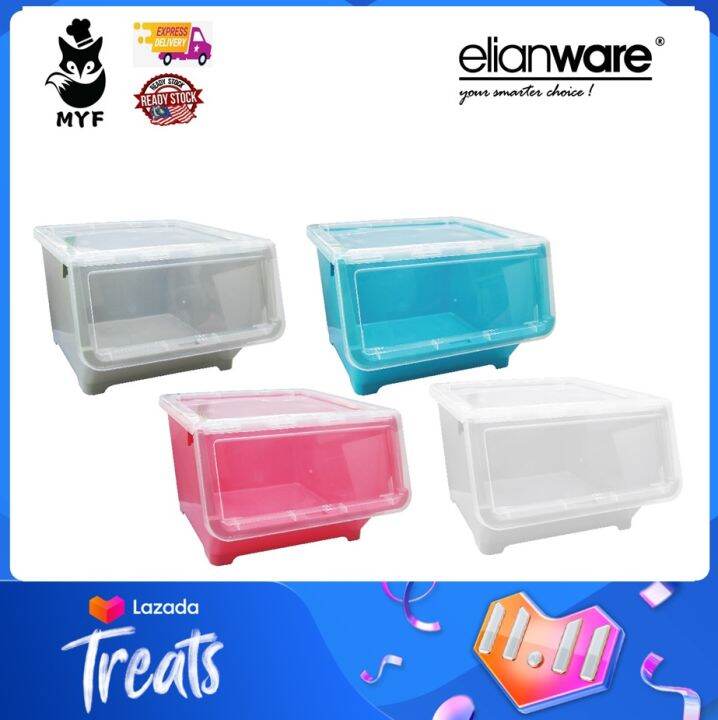 Elianware E-627 Stack Box With Roller Front Open Stackable Storage Box ...