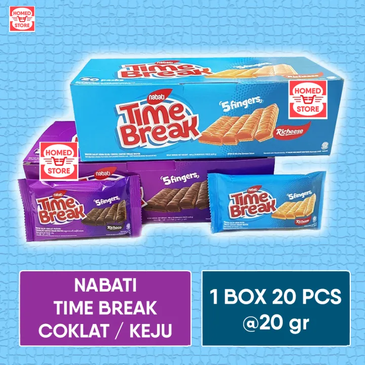 Nabati Time Break Varian Coklat / Keju 5 Fingers 1 Box 20 Pcs | Lazada ...