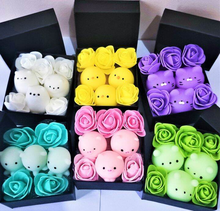 Triple Squishy Set with Box Cute Gifts Kawaii Seals Piggy Panda Set ...