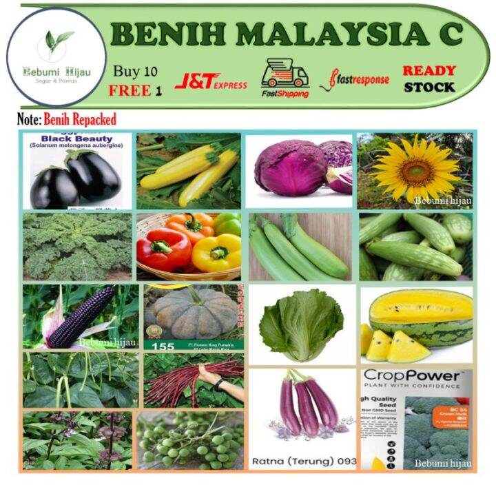 42 Jenis Biji Benih Malaysia (C) SAYUR BUAH tembikai labu timun petola ...