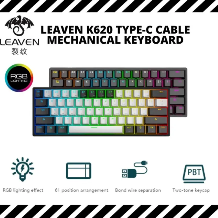 Liplasting LEAVEN K620 Wired Mechanical Gaming Keyboard Blue/Red Switch ...