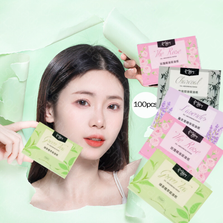 Natural Oil Absorbing Paper Surface 100 Pieces Of Flax Green Tea Bamboo ...